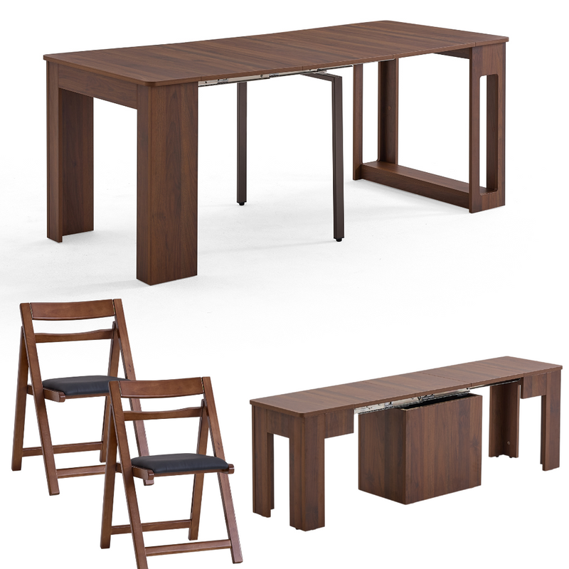 Flexi-Table Set: 0.4m-1.8m Extendable Dining Table + Extendable Bench